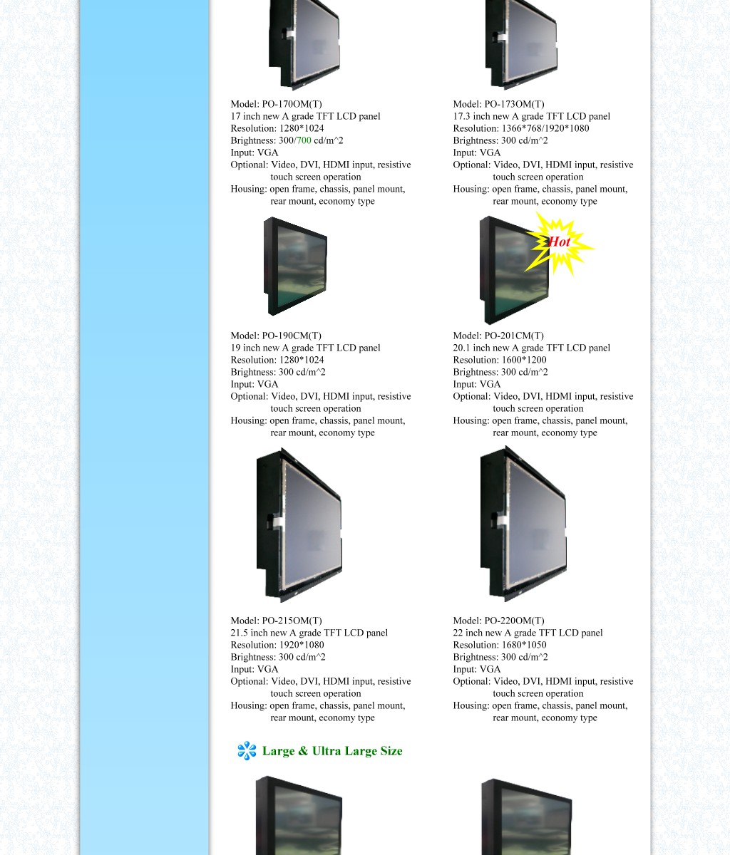 Power On World Wide-Panel PC, LCD Open Frame, LCD AD Board, Touch Panel ...